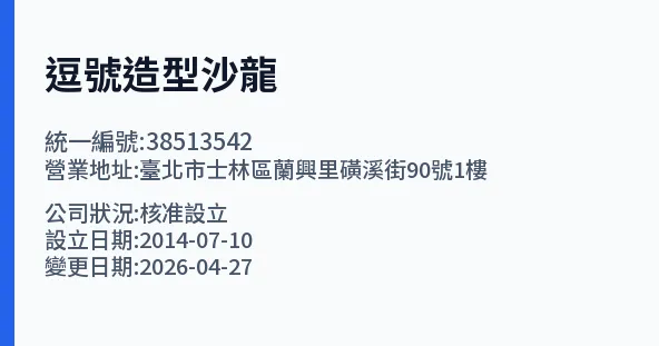 逗號造型沙龍的照片-統編 38513542(臺北市) 公司登記資料與營業項目詳細圖表