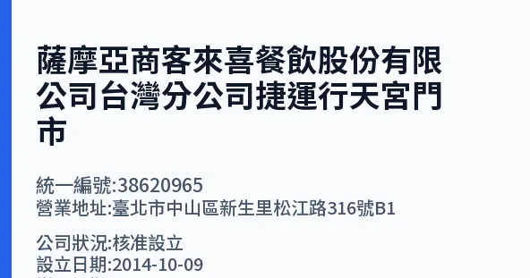 薩摩亞商客來喜餐飲股份有限公司台灣分公司捷運行天宮門市的照片-統編 38620965(臺北市) 公司登記資料與營業項目詳細圖表