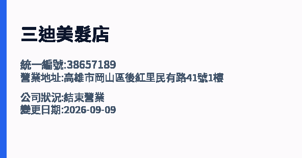 三迪美髮店的照片-統編 38657189(高雄市) 公司登記資料與營業項目詳細圖表