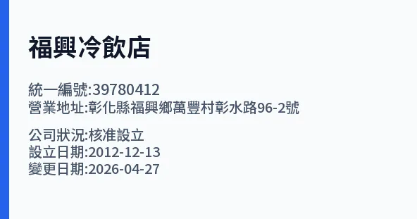 福興冷飲店的照片-統編 39780412(彰化縣) 公司登記資料與營業項目詳細圖表