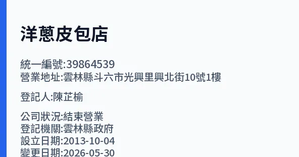洋蔥皮包店的照片-統編 39864539(雲林縣) 公司登記資料與營業項目詳細圖表