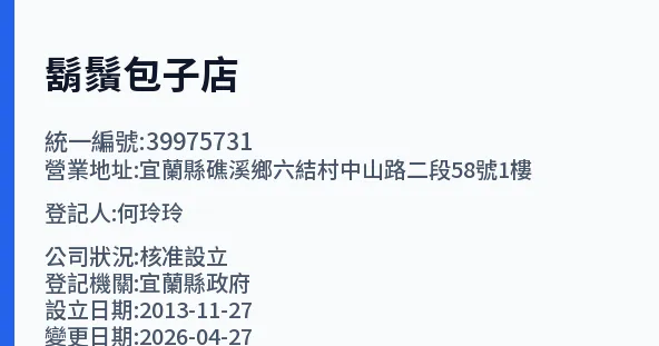 鬍鬚包子店的照片-統編 39975731(宜蘭縣) 公司登記資料與營業項目詳細圖表