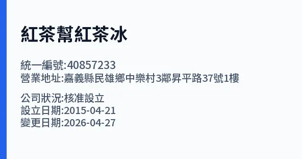 紅茶幫紅茶冰的照片-統編 40857233(嘉義縣) 公司登記資料與營業項目詳細圖表