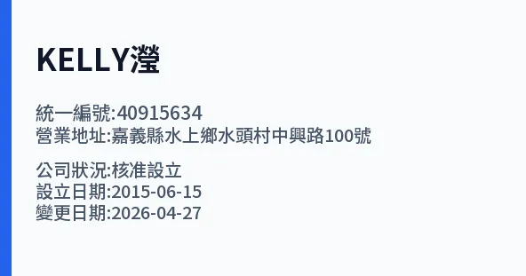 KELLY瀅的照片-統編 40915634(嘉義縣) 公司登記資料與營業項目詳細圖表