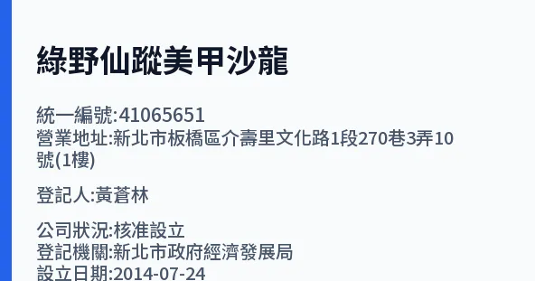 綠野仙蹤美甲沙龍的照片-統編 41065651(新北市) 公司登記資料與營業項目詳細圖表