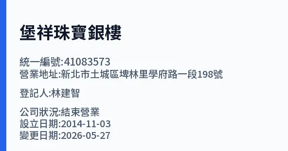 堡祥珠寶銀樓的照片-統編 41083573(新北市) 公司登記資料與營業項目詳細圖表