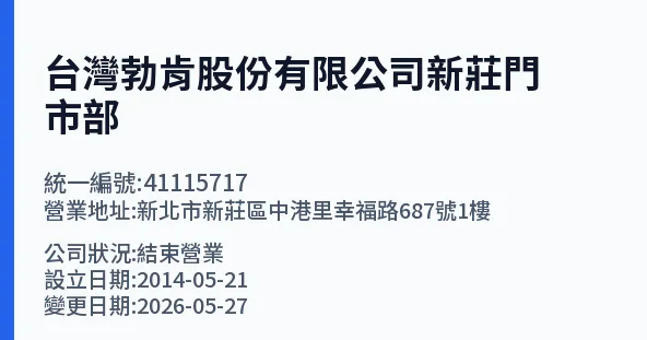 台灣勃肯股份有限公司新莊門市部的照片-統編 41115717(新北市) 公司登記資料與營業項目詳細圖表