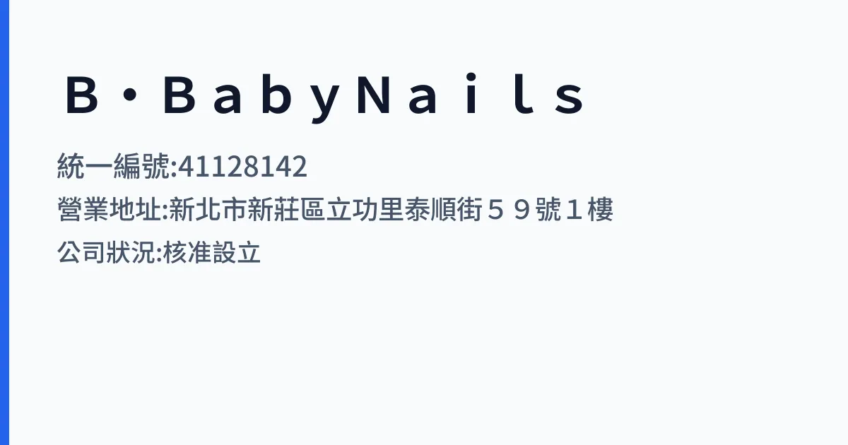Ｂ‧ＢａｂｙＮａｉｌｓ - 統編 41128142(新北市) 公司登記資料與營業項目詳細圖表