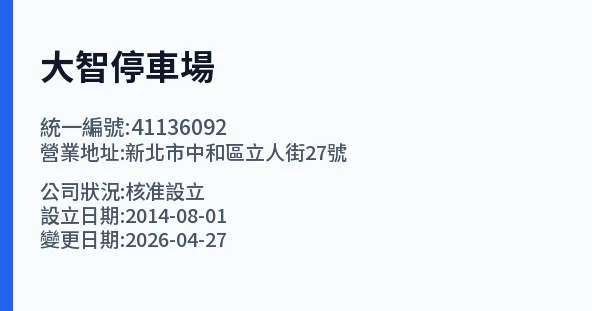 大智停車場的照片-統編 41136092(新北市) 公司登記資料與營業項目詳細圖表