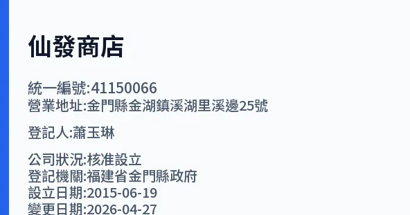 仙發商店的照片-統編 41150066(金門縣) 公司登記資料與營業項目詳細圖表