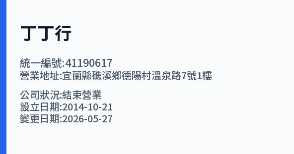丁丁行的照片-統編 41190617(宜蘭縣) 公司登記資料與營業項目詳細圖表