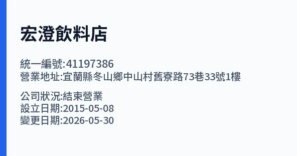 宏澄飲料店的照片-統編 41197386(宜蘭縣) 公司登記資料與營業項目詳細圖表