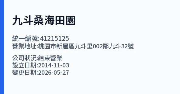 九斗桑海田園的照片-統編 41215125(桃園市) 公司登記資料與營業項目詳細圖表