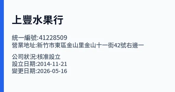 上豐水果行的照片-統編 41228509(新竹市) 公司登記資料與營業項目詳細圖表