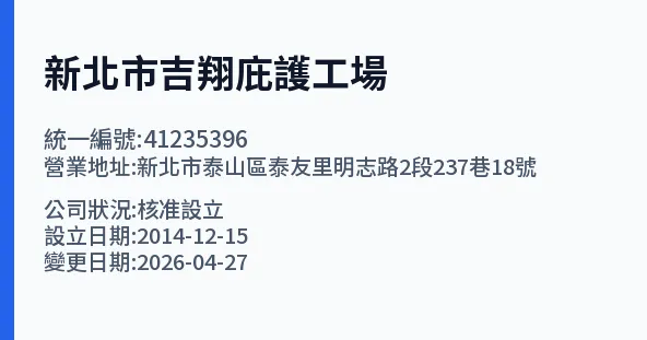 新北市吉翔庇護工場的照片-統編 41235396(新北市) 公司登記資料與營業項目詳細圖表