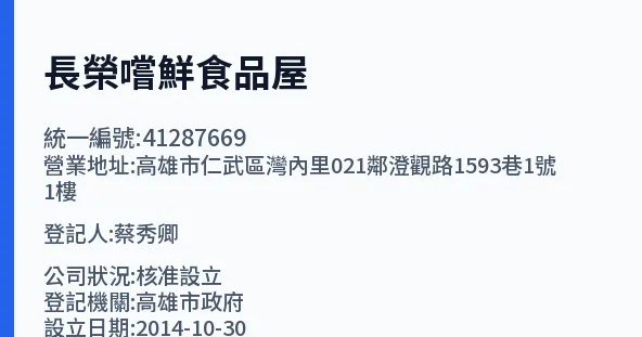 長榮嚐鮮食品屋的照片-統編 41287669(高雄市) 公司登記資料與營業項目詳細圖表