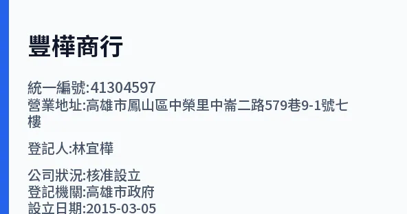 豐樺商行的照片-統編 41304597(高雄市) 公司登記資料與營業項目詳細圖表