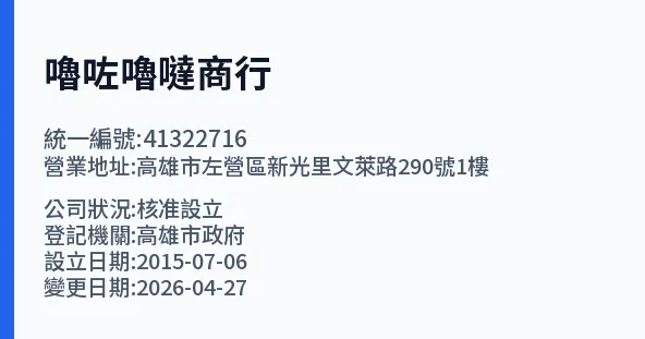 嚕咗嚕噠商行的照片-統編 41322716(高雄市) 公司登記資料與營業項目詳細圖表