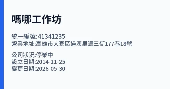 嗎哪工作坊的照片-統編 41341235(高雄市) 公司登記資料與營業項目詳細圖表