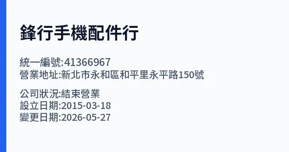 鋒行手機配件行的照片-統編 41366967(新北市) 公司登記資料與營業項目詳細圖表