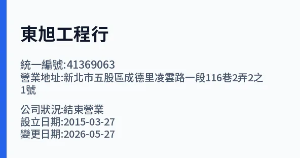東旭工程行的照片-統編 41369063(新北市) 公司登記資料與營業項目詳細圖表
