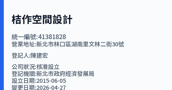 桔作空間設計的照片-統編 41381828(新北市) 公司登記資料與營業項目詳細圖表
