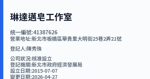 琳達邁皂工作室的照片-統編 41387626(新北市) 公司登記資料與營業項目詳細圖表