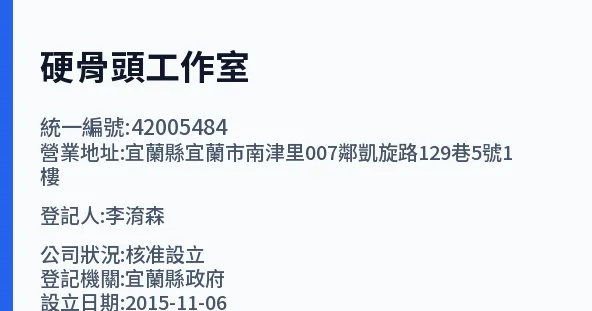 硬骨頭工作室的照片-統編 42005484(宜蘭縣) 公司登記資料與營業項目詳細圖表