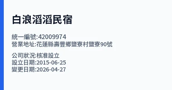 白浪滔滔民宿的照片-統編 42009974(花蓮縣) 公司登記資料與營業項目詳細圖表