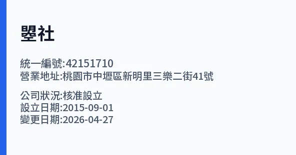 曌社的照片-統編 42151710(桃園市) 公司登記資料與營業項目詳細圖表