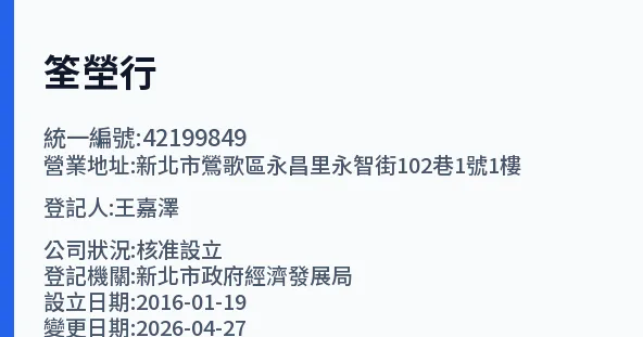 筌塋行的照片-統編 42199849(新北市) 公司登記資料與營業項目詳細圖表