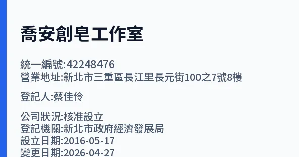 喬安創皂工作室的照片-統編 42248476(新北市) 公司登記資料與營業項目詳細圖表