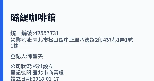璐緹咖啡館的照片-統編 42557731(臺北市) 公司登記資料與營業項目詳細圖表