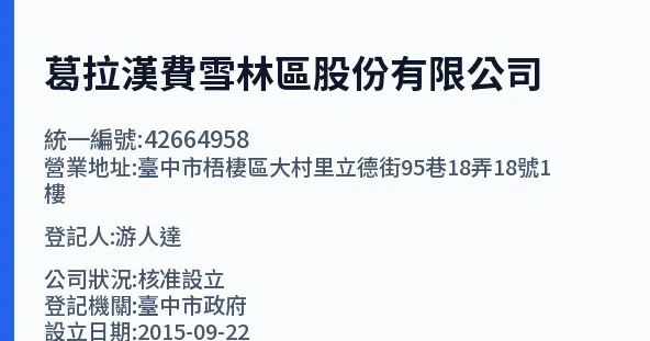 葛拉漢費雪林區股份有限公司的照片-統編 42664958(臺中市) 公司登記資料與營業項目詳細圖表