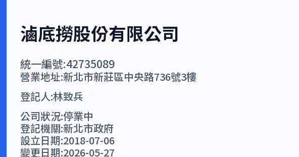 滷底撈股份有限公司的照片-統編 42735089(新北市) 公司登記資料與營業項目詳細圖表