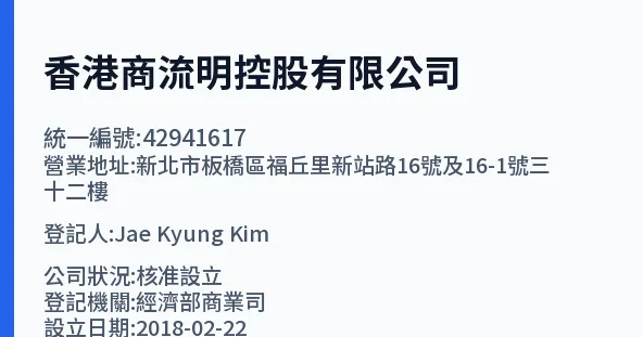 香港商流明控股有限公司的照片-統編 42941617(新北市) 公司登記資料與營業項目詳細圖表