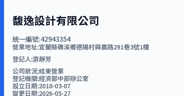 馥逸設計有限公司的照片-統編 42943354(宜蘭縣) 公司登記資料與營業項目詳細圖表