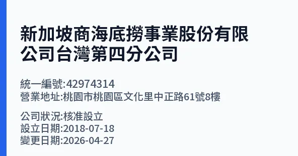 新加坡商海底撈事業股份有限公司台灣第四分公司的照片-統編 42974314(桃園市) 公司登記資料與營業項目詳細圖表