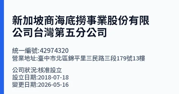 新加坡商海底撈事業股份有限公司台灣第五分公司的照片-統編 42974320(臺中市) 公司登記資料與營業項目詳細圖表