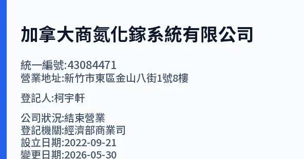 加拿大商氮化鎵系統有限公司的照片-統編 43084471(新竹市) 公司登記資料與營業項目詳細圖表