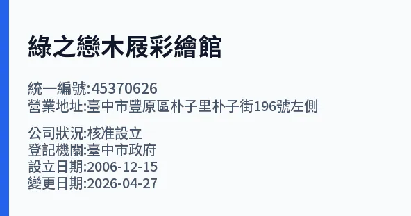 綠之戀木屐彩繪館的照片-統編 45370626(臺中市) 公司登記資料與營業項目詳細圖表