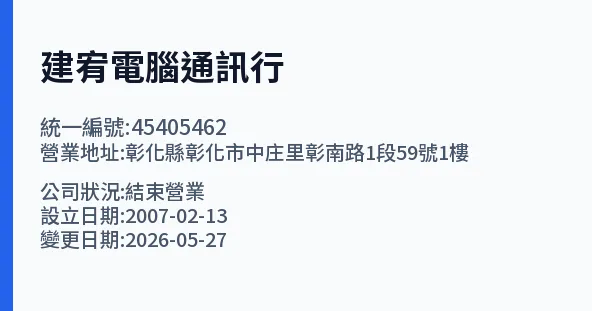 建宥電腦通訊行的照片-統編 45405462(彰化縣) 公司登記資料與營業項目詳細圖表