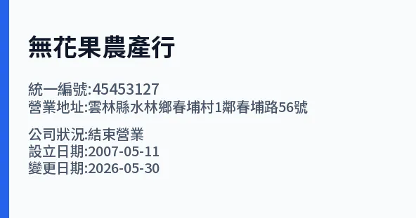 無花果農產行的照片-統編 45453127(雲林縣) 公司登記資料與營業項目詳細圖表