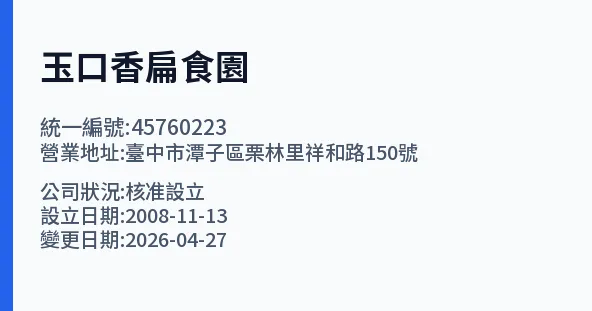 玉口香扁食園的照片-統編 45760223(臺中市) 公司登記資料與營業項目詳細圖表