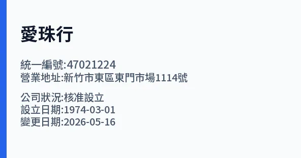 愛珠行的照片-統編 47021224(新竹市) 公司登記資料與營業項目詳細圖表