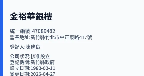 金裕華銀樓的照片-統編 47089482(新竹縣) 公司登記資料與營業項目詳細圖表