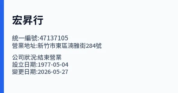 宏昇行的照片-統編 47137105(新竹市) 公司登記資料與營業項目詳細圖表