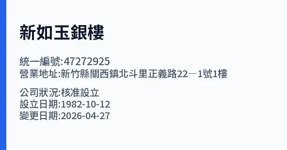新如玉銀樓的照片-統編 47272925(新竹縣) 公司登記資料與營業項目詳細圖表