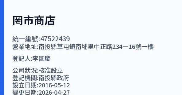 罔市商店的照片-統編 47522439(南投縣) 公司登記資料與營業項目詳細圖表
