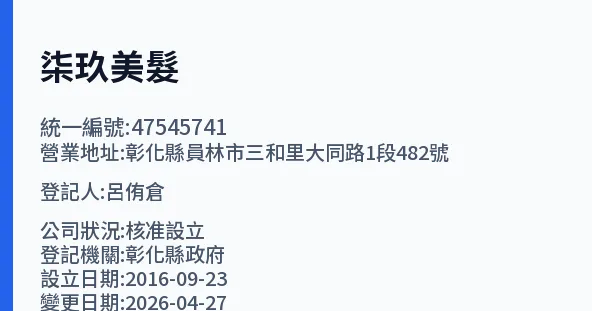 柒玖美髮的照片-統編 47545741(彰化縣) 公司登記資料與營業項目詳細圖表